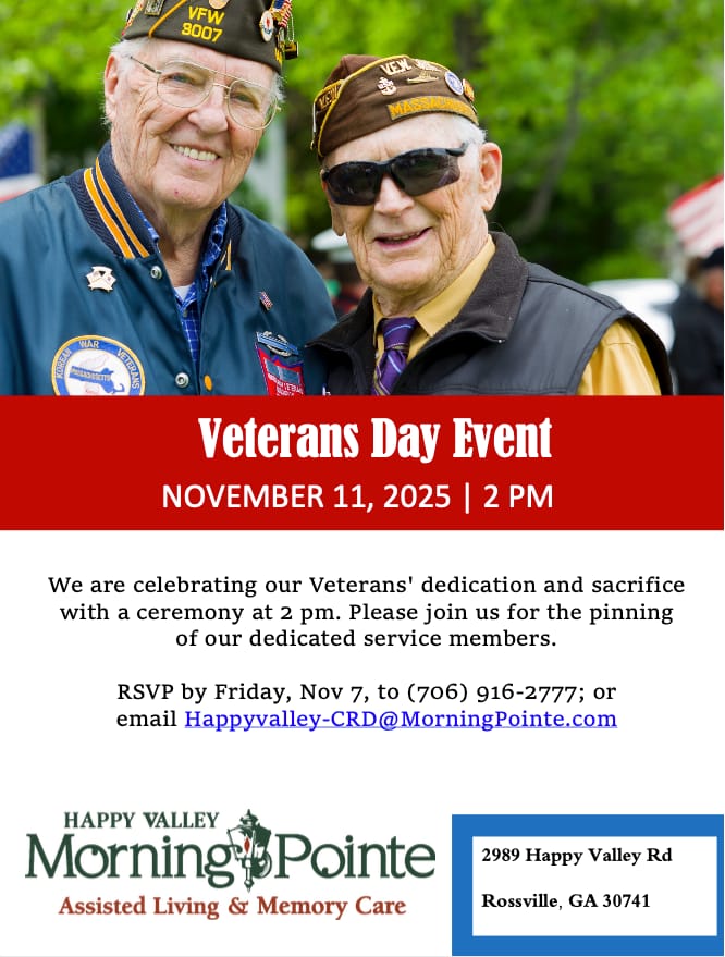 Morning Pointe at Happy Valley to Host Veterans Day Celebration ...